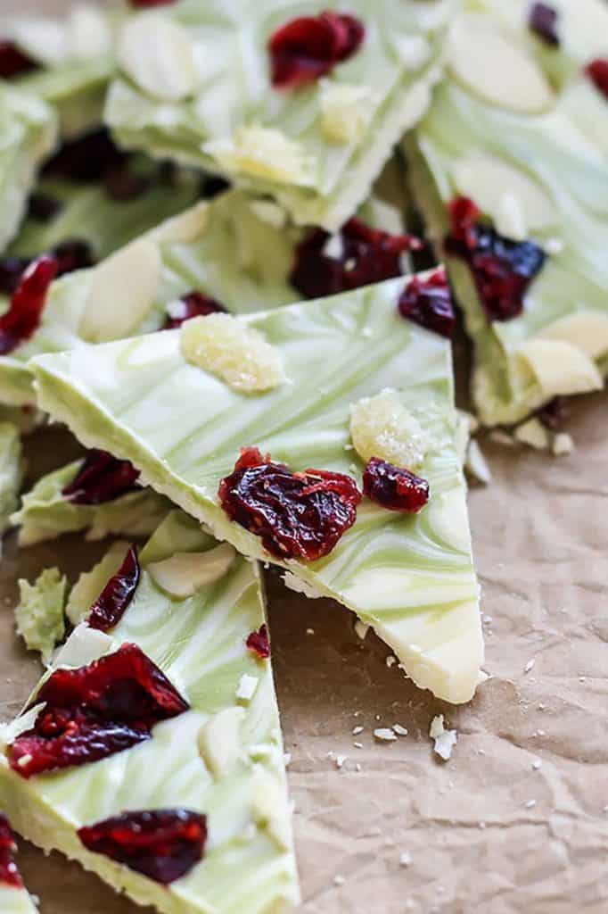 Matcha Cranberry White Chocolate Bark • Fit Mitten Kitchen