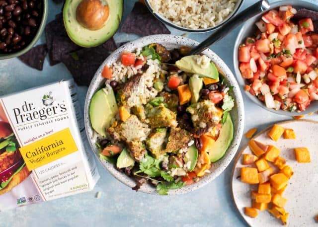 California Veggie Burger Burrito Bowl {vegan} • Fit Mitten Kitchen