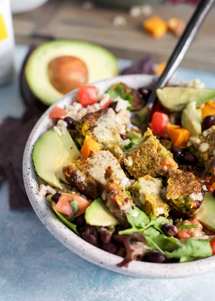 California Veggie Burger Burrito Bowl {vegan} • Fit Mitten Kitchen