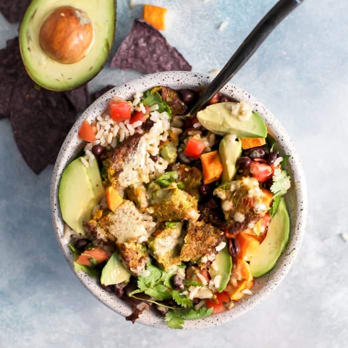 California Veggie Burger Burrito Bowl {vegan} • Fit Mitten Kitchen
