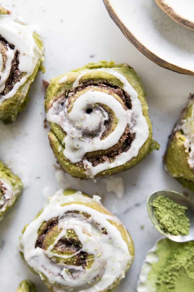 Matcha Cinnamon Rolls (vegan recipe) • Fit Mitten Kitchen