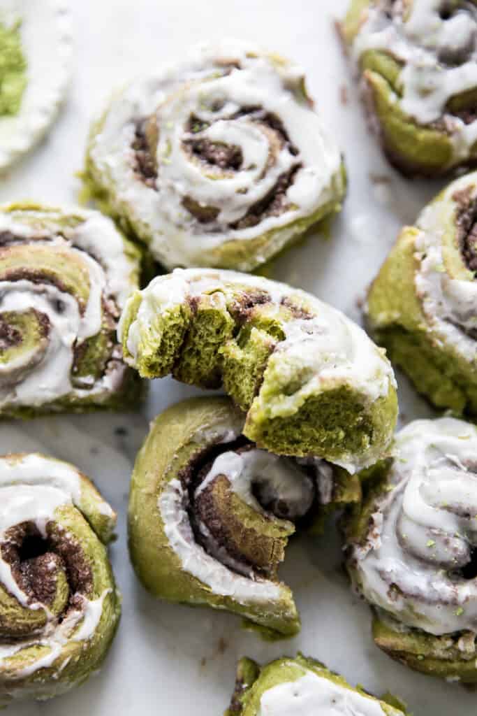 Matcha Cinnamon Rolls {vegan recipe} • Fit Mitten Kitchen