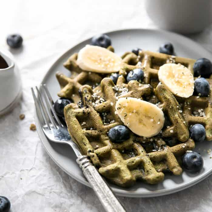 Healthy Matcha Waffles {gluten free} • Fit Mitten Kitchen