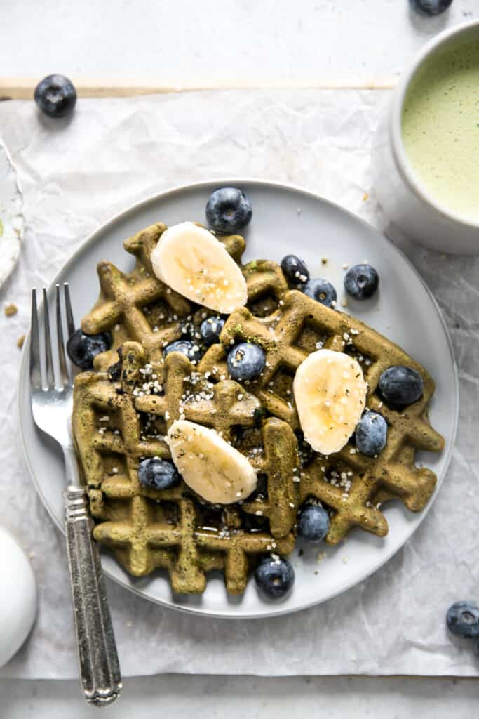 Healthy Matcha Waffles {gluten free} • Fit Mitten Kitchen