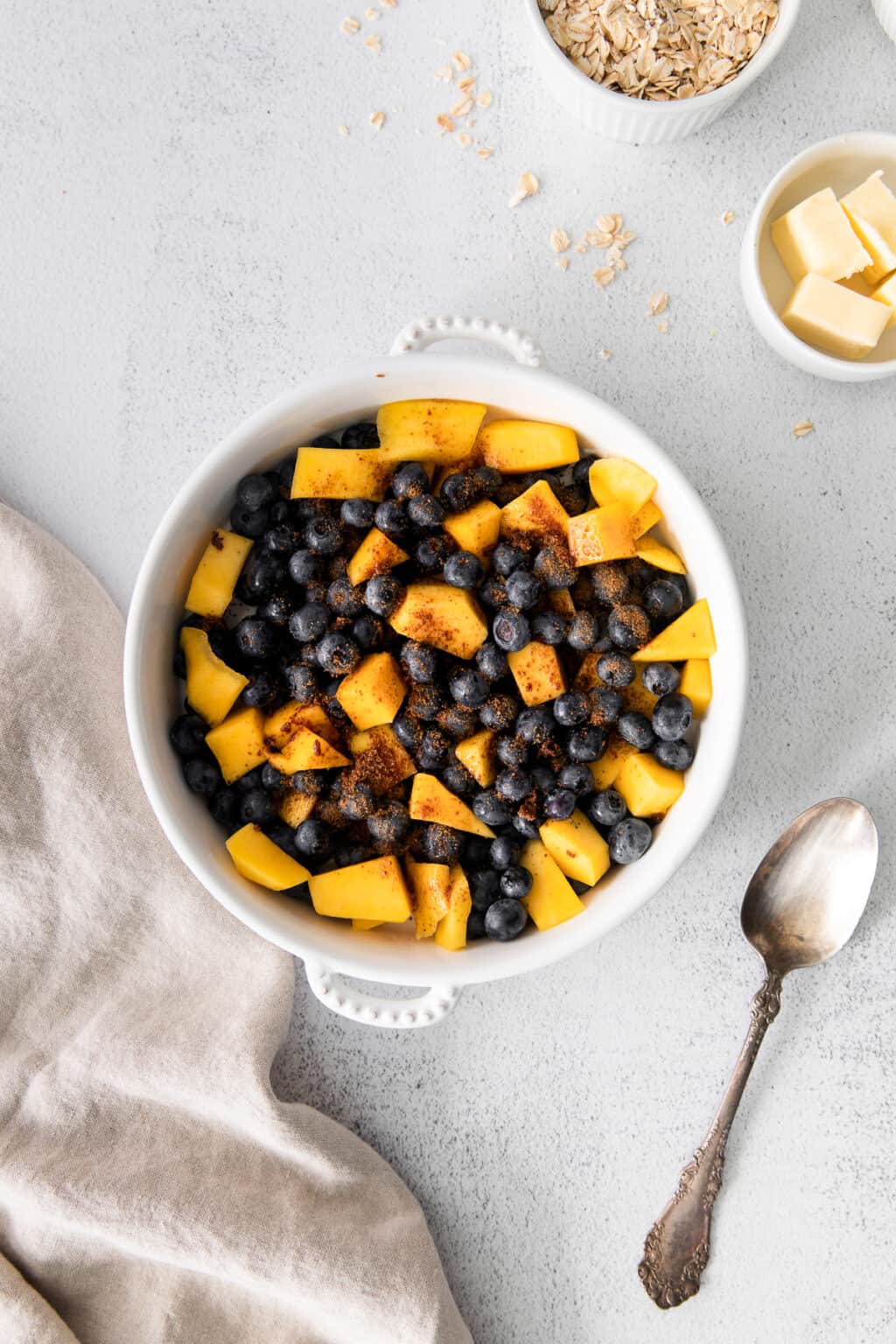 Healthy Blueberry Crisp with Mangos • Fit Mitten Kitchen