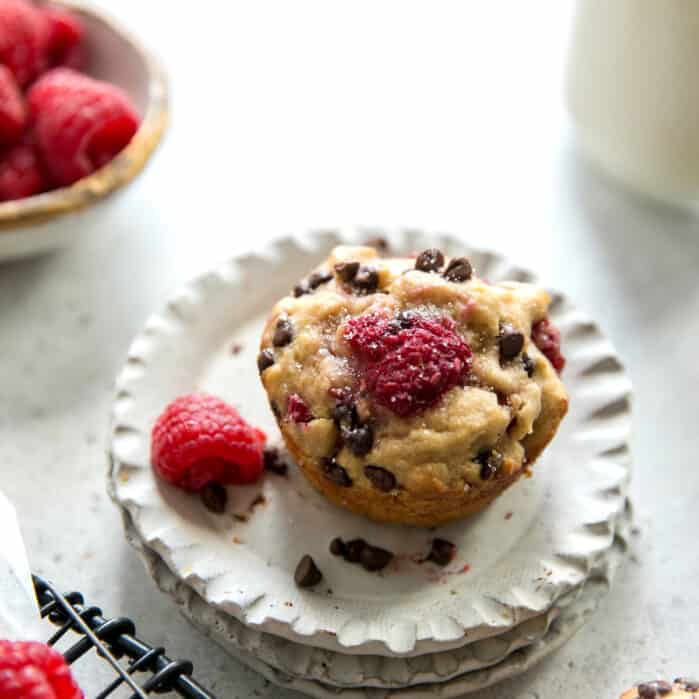 Raspberry Chocolate Chip Muffins • Fit Mitten Kitchen