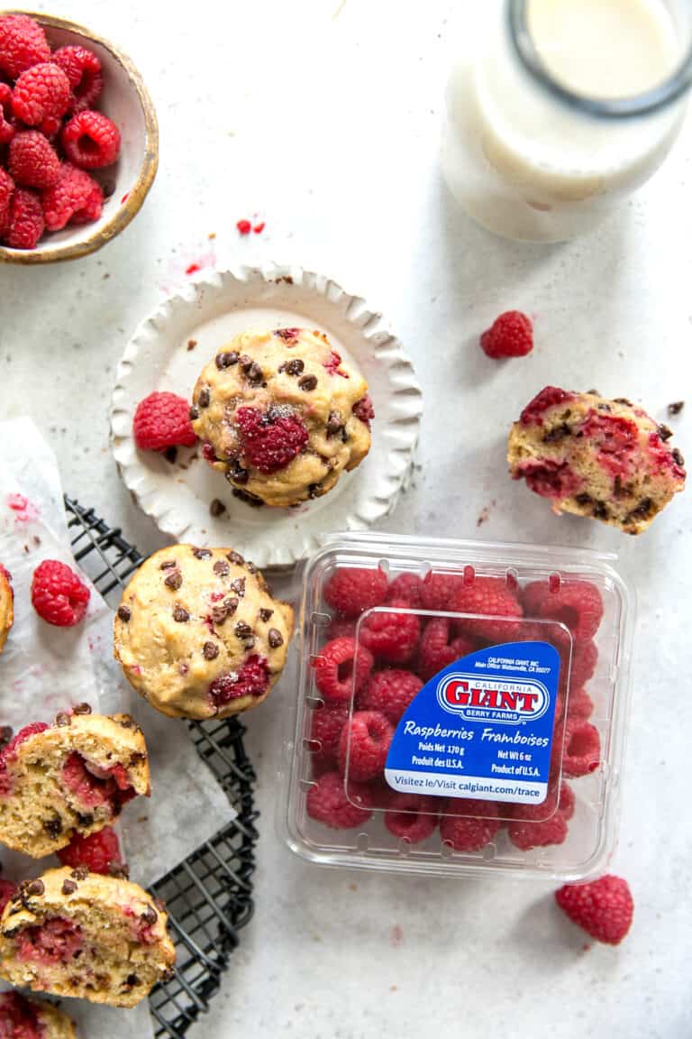 Raspberry Chocolate Chip Muffins • Fit Mitten Kitchen