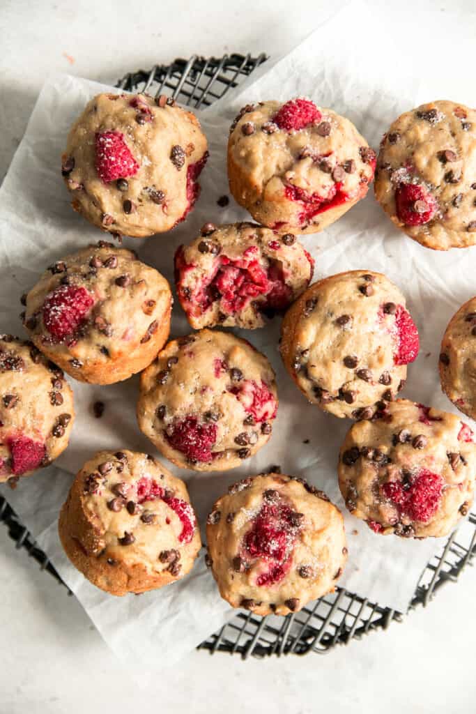 Raspberry Chocolate Chip Muffins • Fit Mitten Kitchen