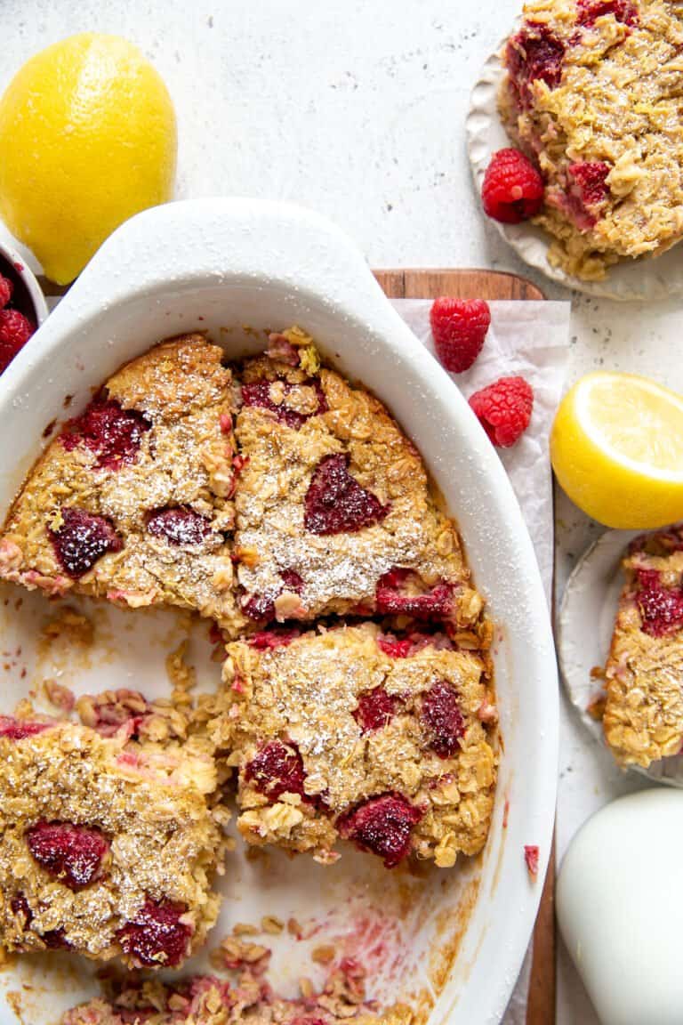 Lemon Raspberry Baked Oatmeal • Fit Mitten Kitchen