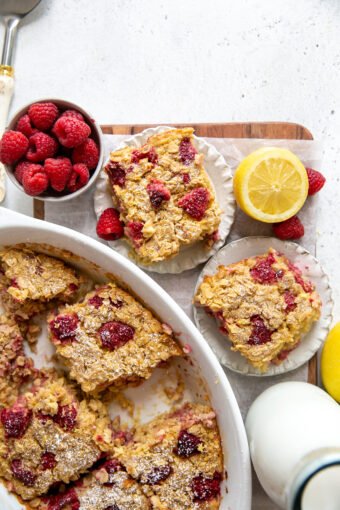 Lemon Raspberry Baked Oatmeal • Fit Mitten Kitchen