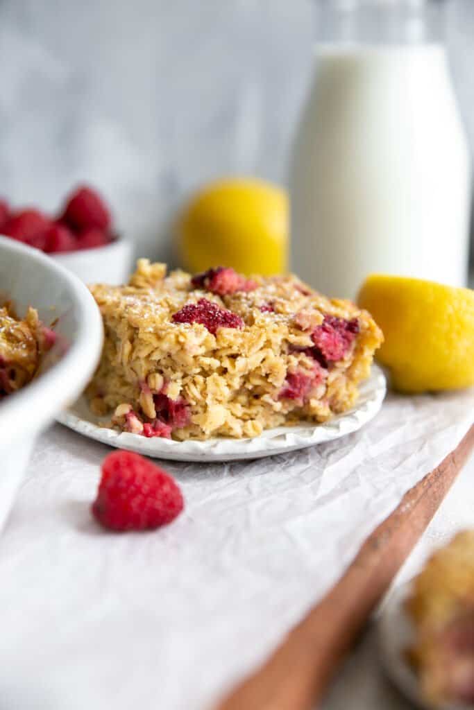 Lemon Raspberry Baked Oatmeal • Fit Mitten Kitchen