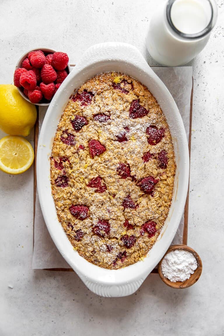 Lemon Raspberry Baked Oatmeal • Fit Mitten Kitchen