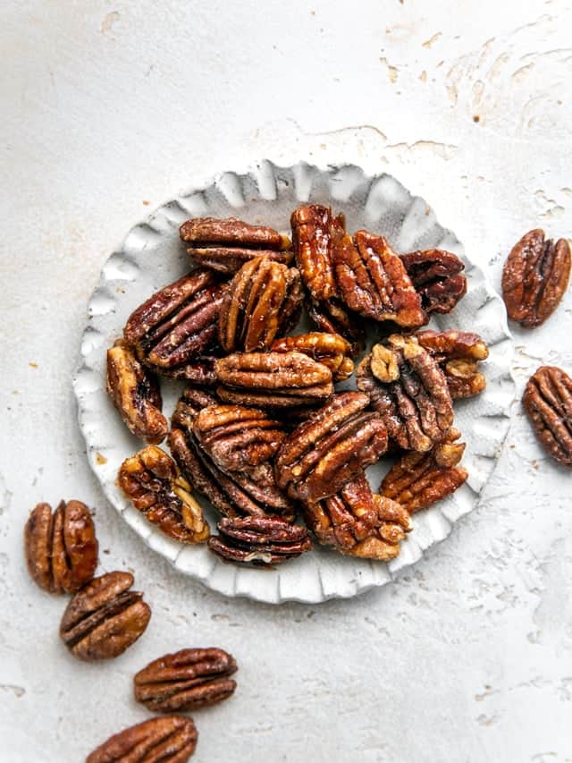 Maple Roasted Candied Pecans Recipe • Fit Mitten Kitchen