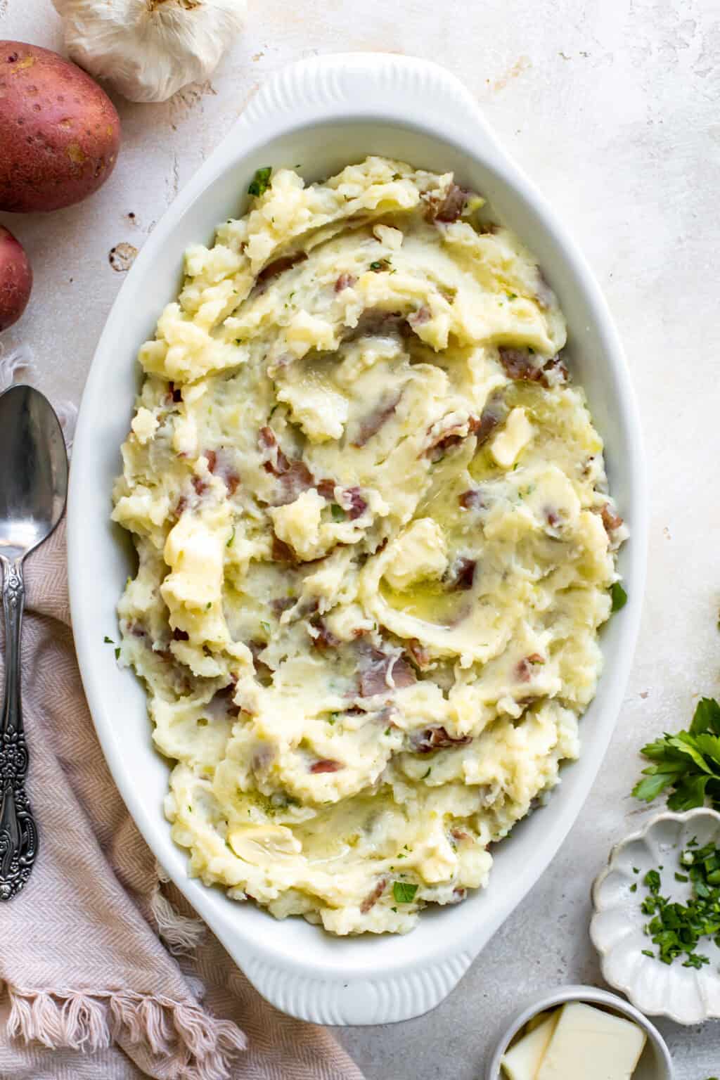 Garlic Mashed Red Potatoes • Fit Mitten Kitchen