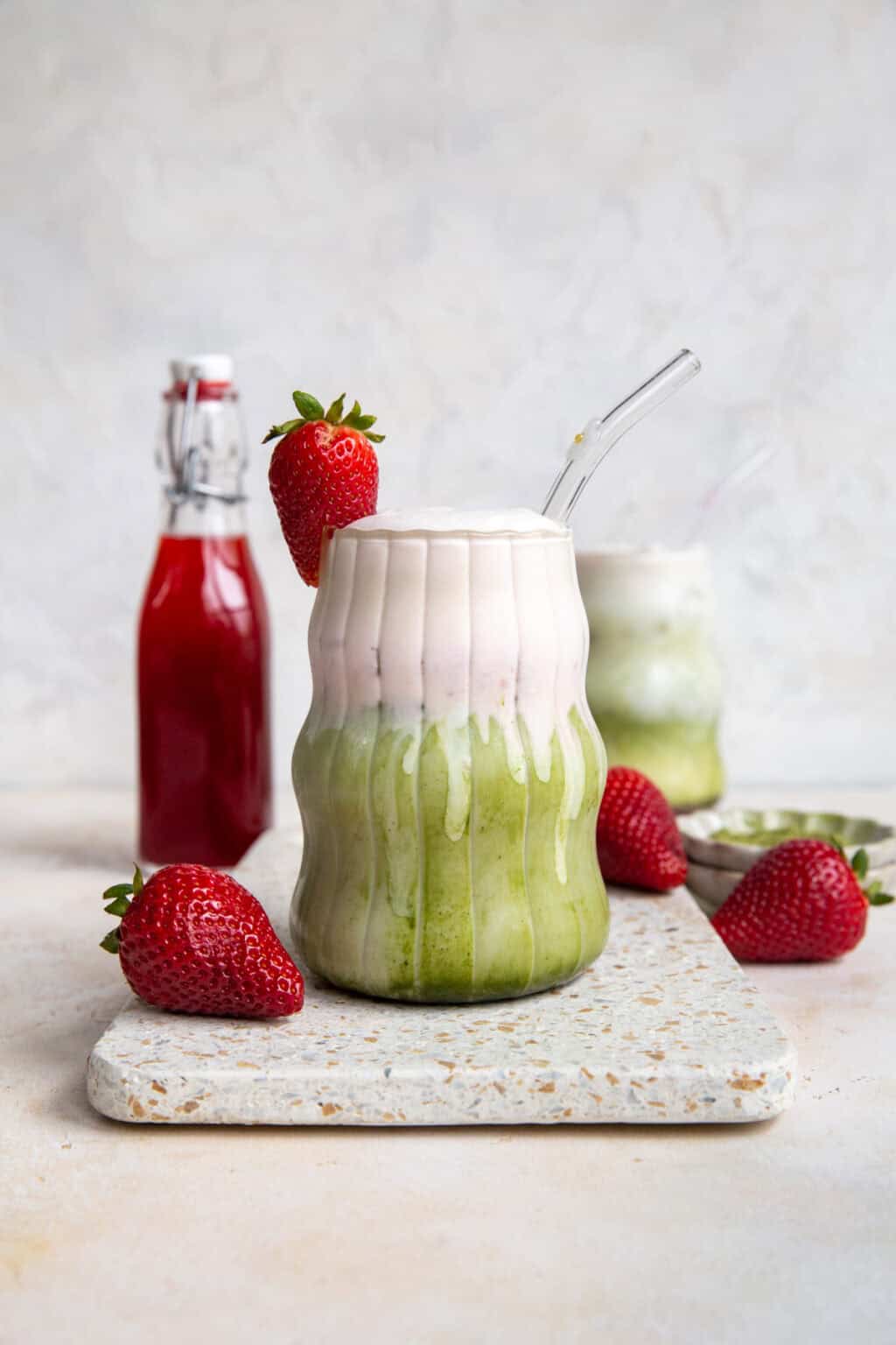 Iced Strawberry Matcha Latte • Fit Mitten Kitchen