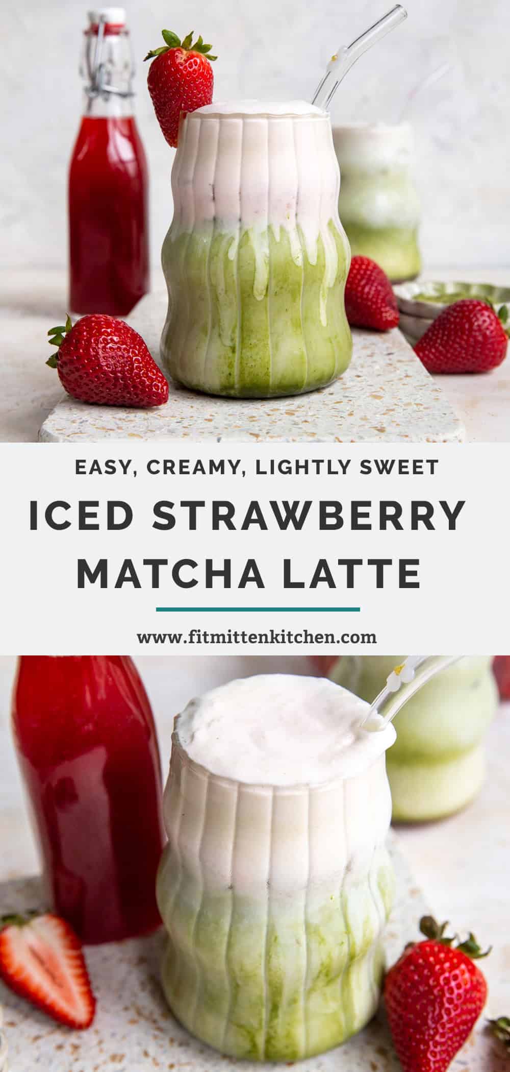Iced Strawberry Matcha Latte • Fit Mitten Kitchen